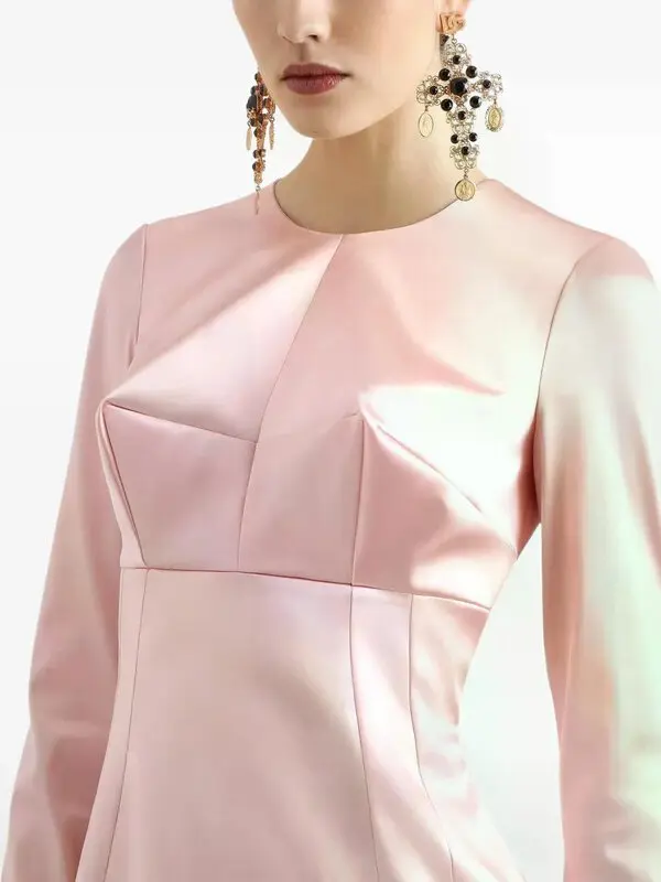 Dolce & Gabbana Round Neck Satin Midi Dress