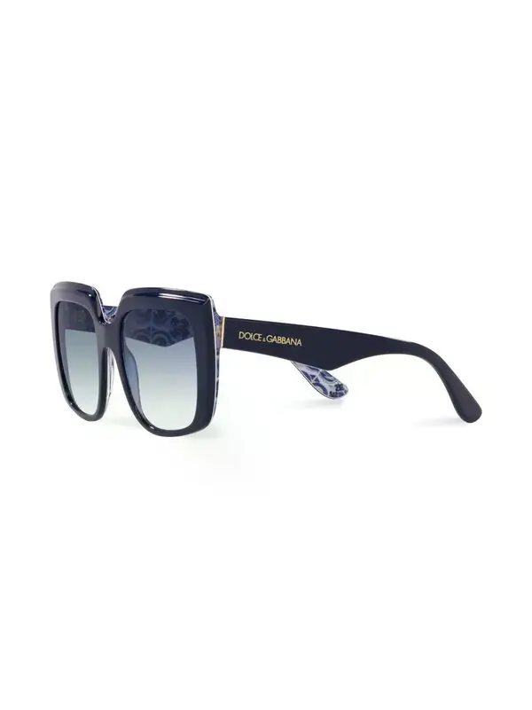 Dolce & Gabbana Oversized Square Frame Sunglasses With Logo Print - Blue