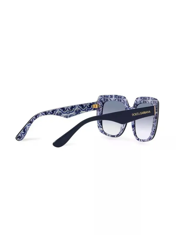 Dolce & Gabbana Oversized Square Frame Sunglasses With Logo Print - Blue
