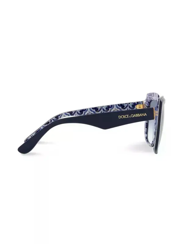 Dolce & Gabbana Oversized Square Frame Sunglasses With Logo Print - Blue