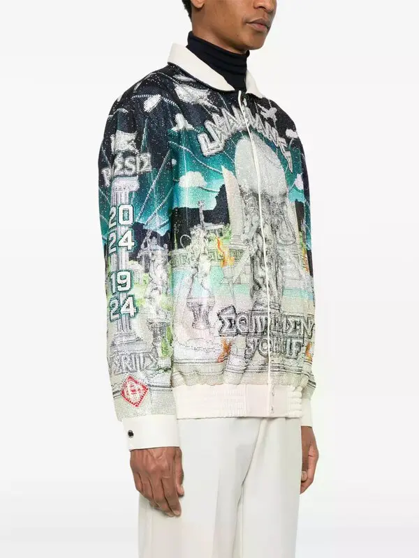 Casablanca Le Temple Du Sport Jacket With Crystal Embellishment And Graphic Print