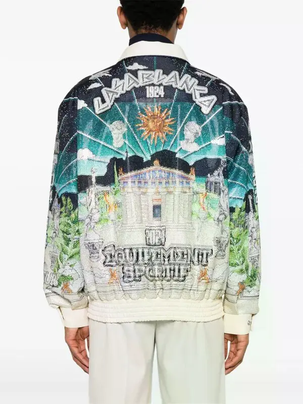 Casablanca Le Temple Du Sport Jacket With Crystal Embellishment And Graphic Print