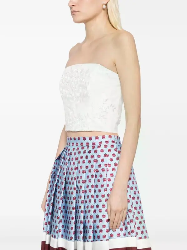 MACGRAW Calligraphy Strapless Embroidered Top