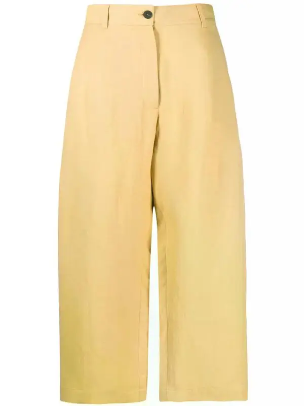 Studio Nicholson Yellow Linen High-waisted Wide-leg Trousers - Neutrals