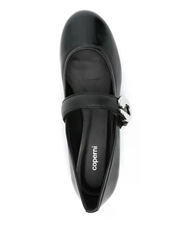 Coperni Buckle-strap Leather Ballet Flats - Black