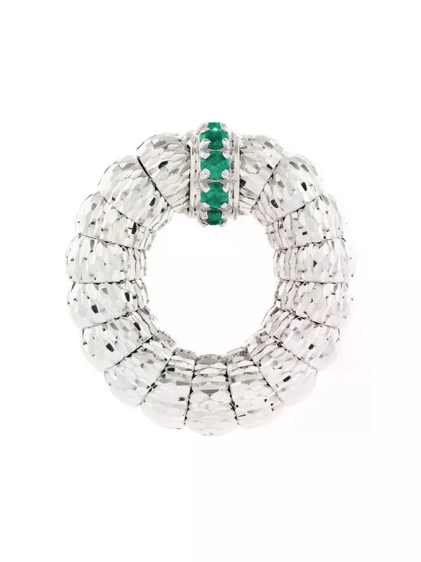 OFFICINA BERNARDI 18kt White Gold Enigma Emerald Hoop Earrings - Silver