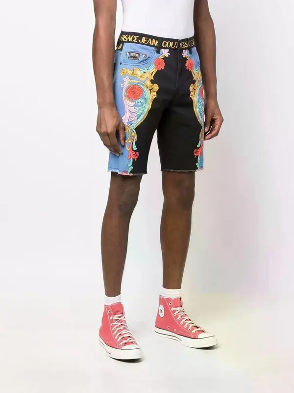 Versace Graphic Print Stretch Shorts