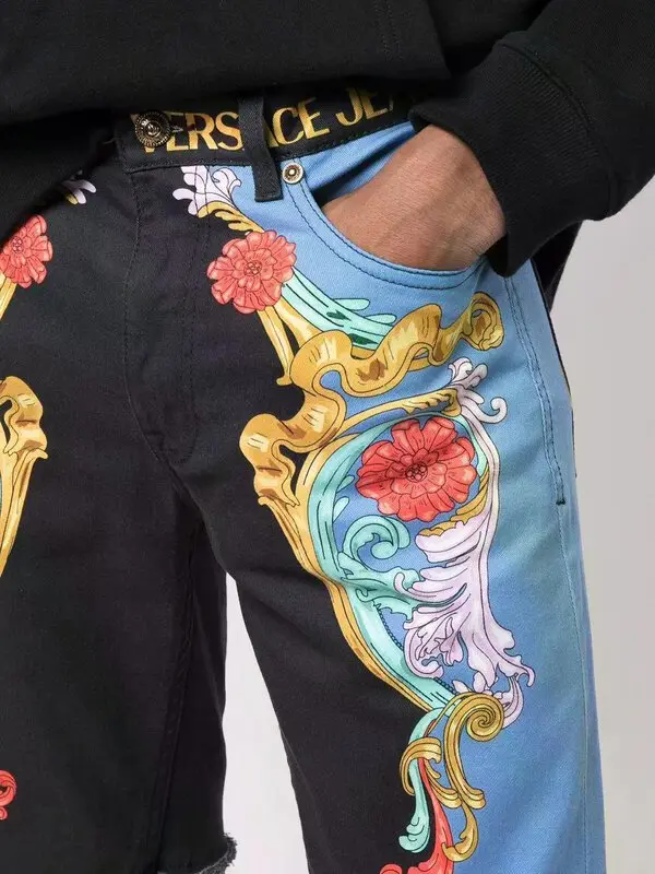 Versace Graphic Print Stretch Shorts