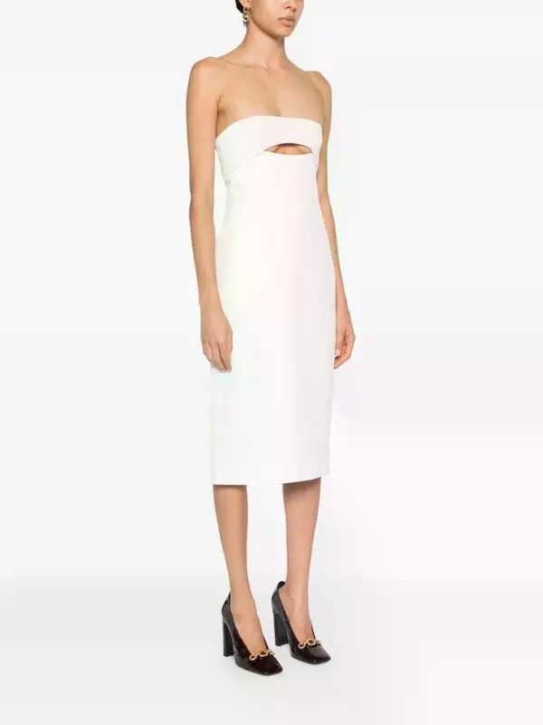 Saint Laurent Silk Strapless Midi Dress