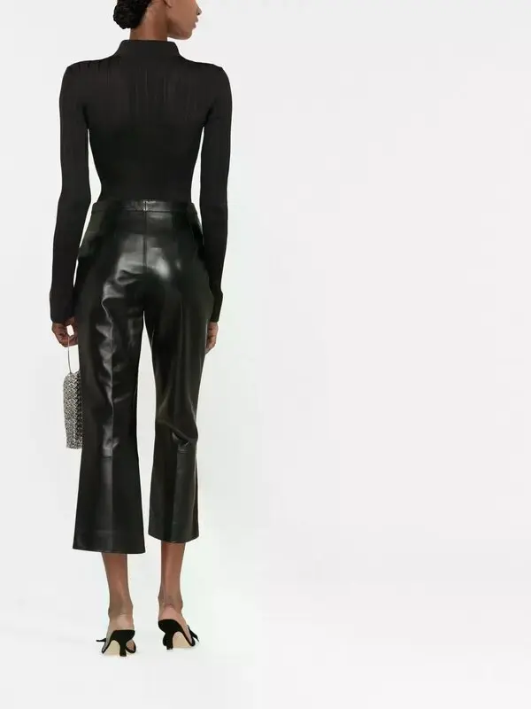 Saint Laurent Pleated Leather Trousers - Black