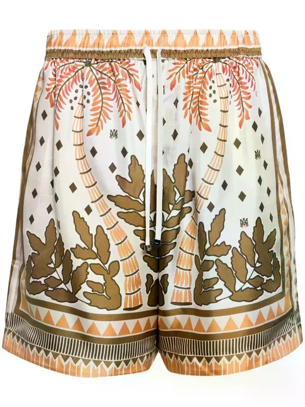 Amiri Palm Tree Silk Shorts