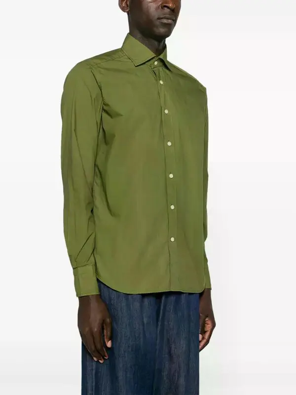 TINTORIA MATTEI 954 Cutaway-collar Cotton Shirt - Green