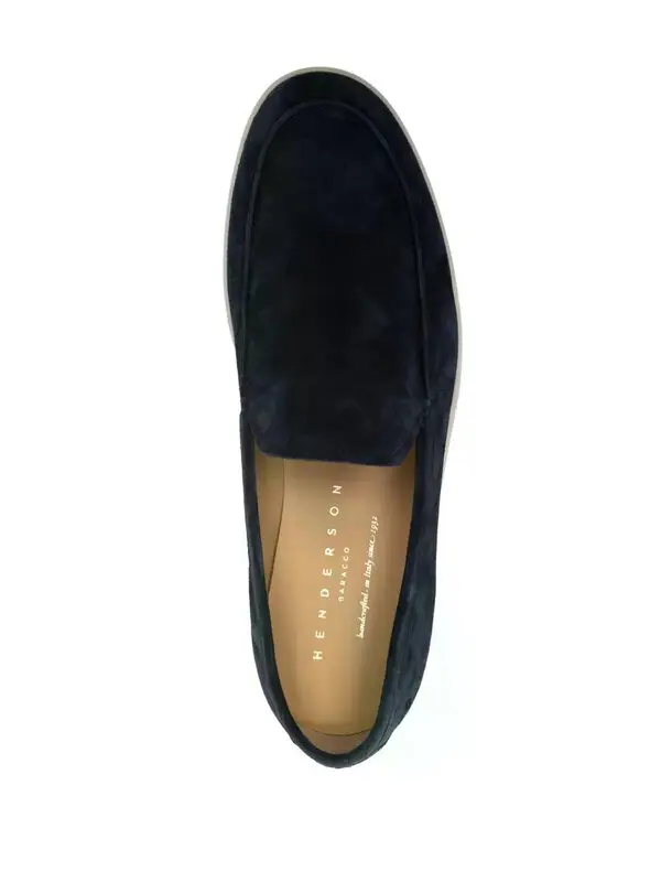 HENDERSON BARACCO Suede Loafers With Embroidered Logo - Blue