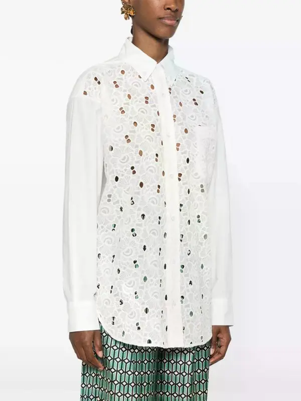 La DoubleJ Ivory Cotton Lace Shirt