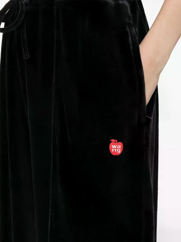 Alexander Wang Velour Track Pants With Apple Logo Appliqu