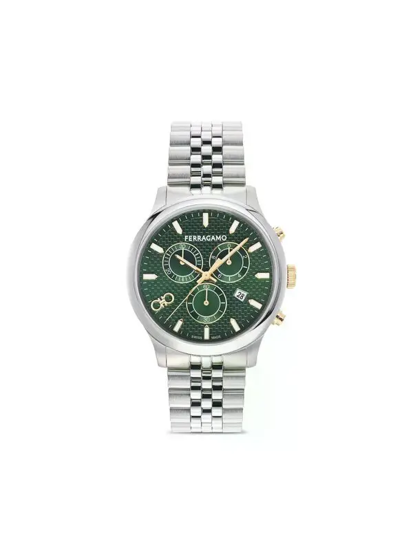 FERRAGAMO Duo Chrono 43mm Stainless Steel Watch - Green