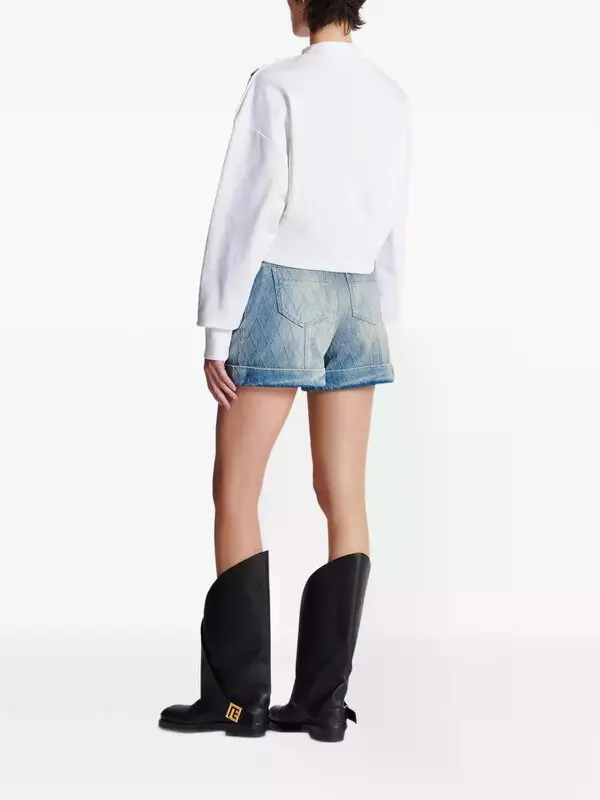 Balmain Logo Print Cropped Sweatshirt