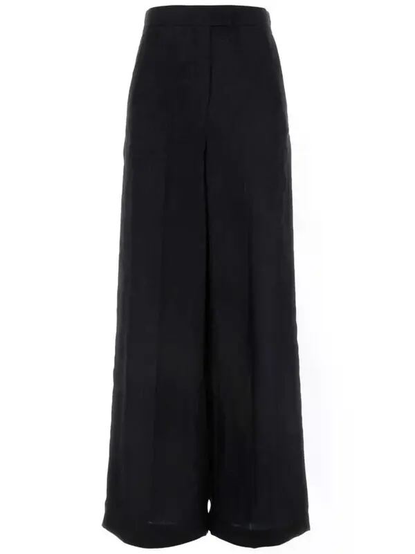 Fendi Monogram Jacquard Silk Trousers - Black