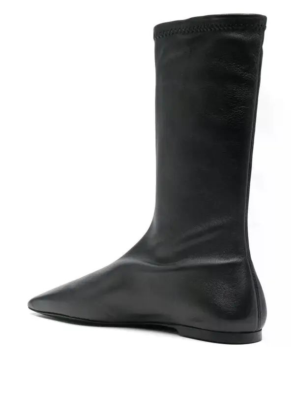 TOTEME Leather Sock Boots - Black