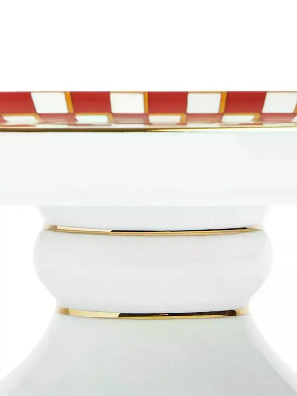 La DoubleJ Geometric-print Porcelain Cake Stand - Orange
