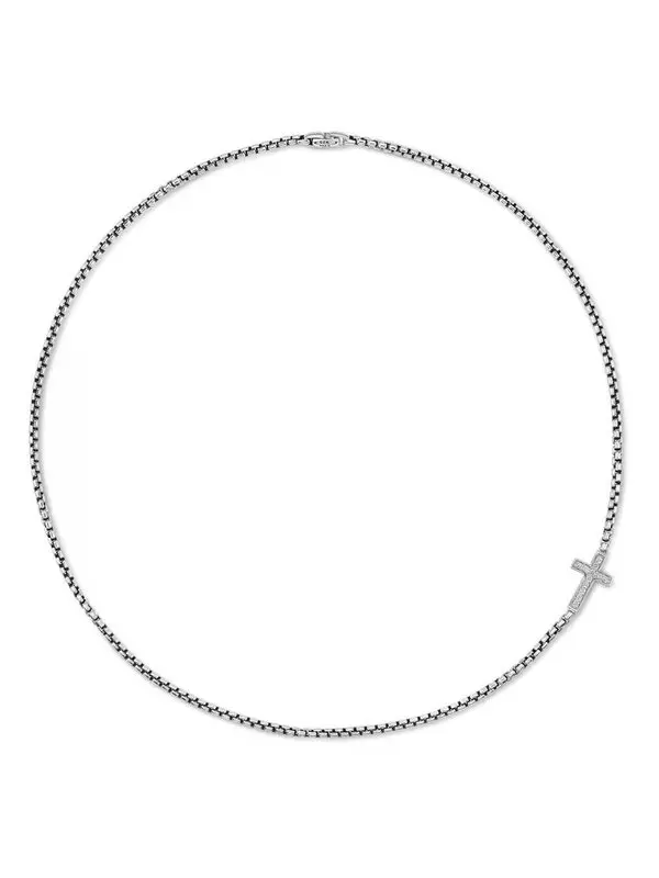 David Yurman Cross Station Diamond Necklace - Silver