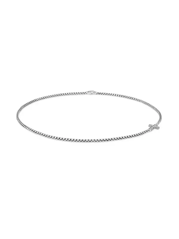 David Yurman Sterling Station Cross Diamond Necklace
