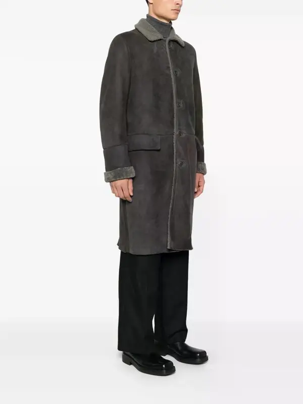 SALVATORE SANTORO Suede Coat With Faux-shearling Trim