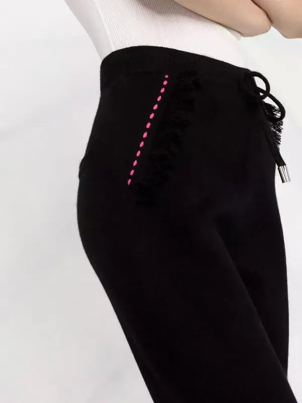 Max & Moi Frayed Contrast-stitch Trousers