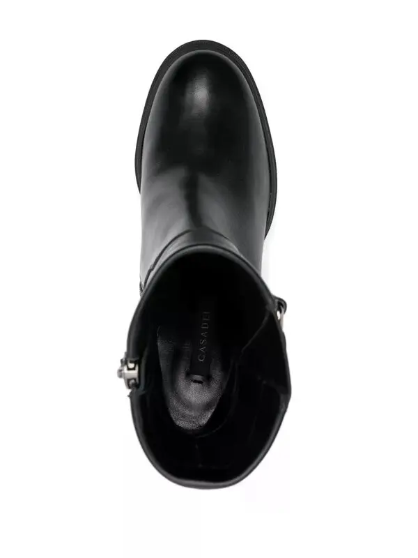 Casadei 80mm Leather Biker Boots - Black
