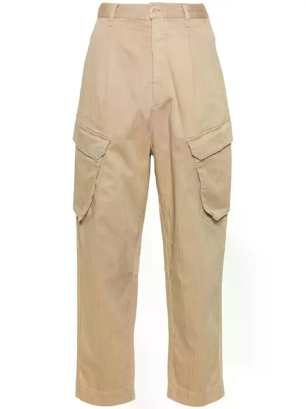 SEMICOUTURE Sand Beige Cotton Blend Cargo Trousers - Neutrals