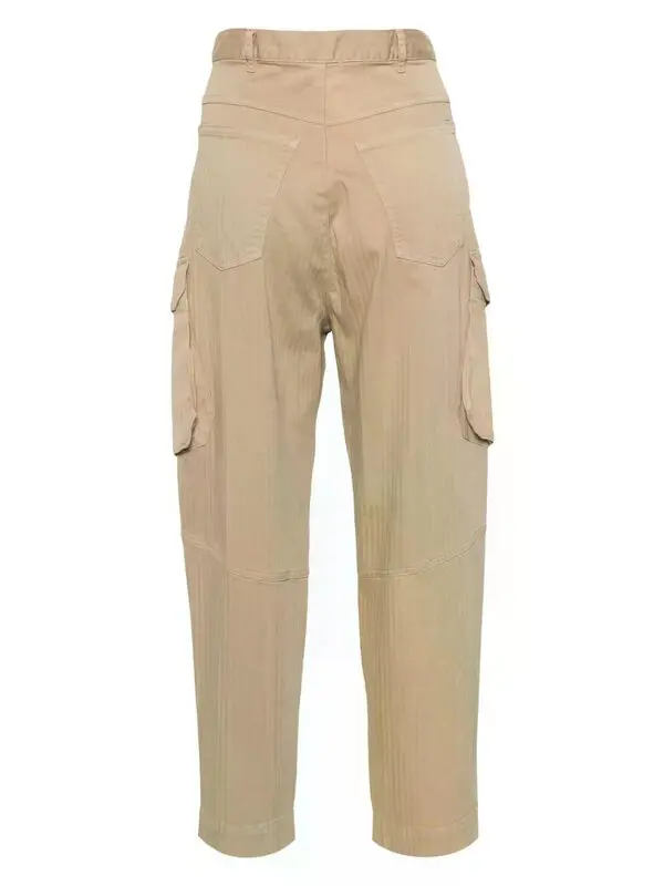 SEMICOUTURE Sand Beige Cotton Blend Cargo Trousers - Neutrals