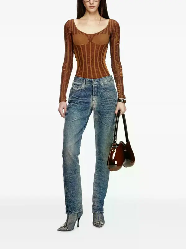 DIESEL® Long-sleeve Scoop Neck Top - Brown