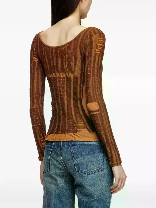 DIESEL® Long-sleeve Scoop Neck Top - Brown
