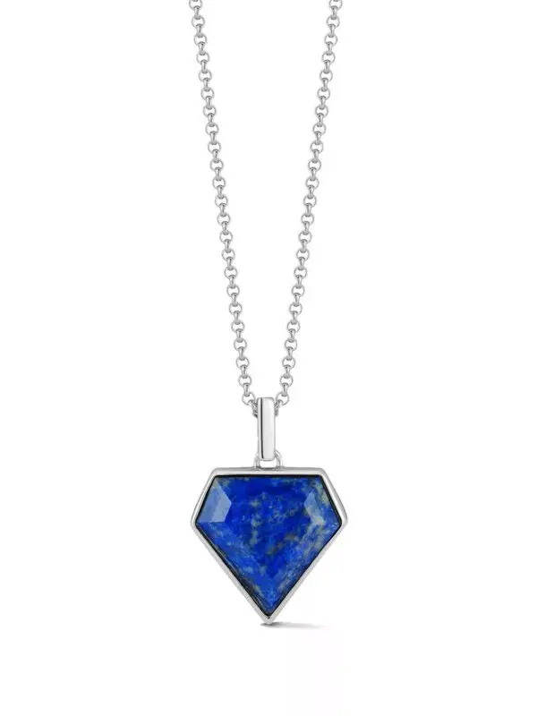 Mateo Pentagon Lapis Lazuli Pendant Necklace - Silver