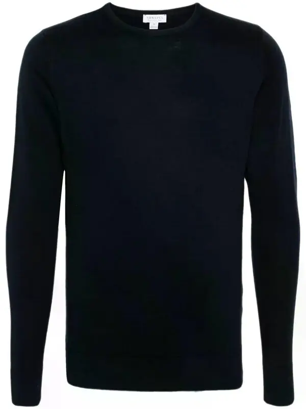 Sunspel Fine-knit Merino Jumper - Blue