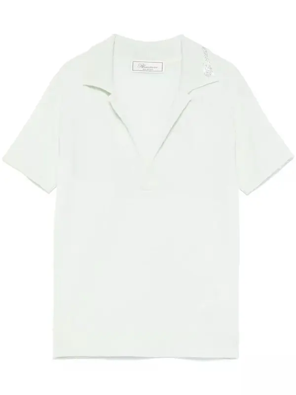 Blumarine Logo Appliqué Polo Top - Green