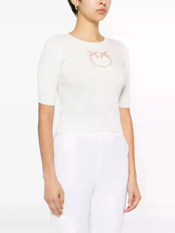 Pinko Ribbed Knit Top With Signature Motif