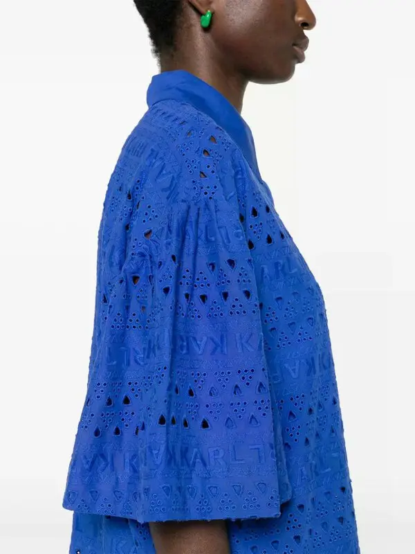 Karl Lagerfeld Embroidered Organic Cotton Shirt Dress