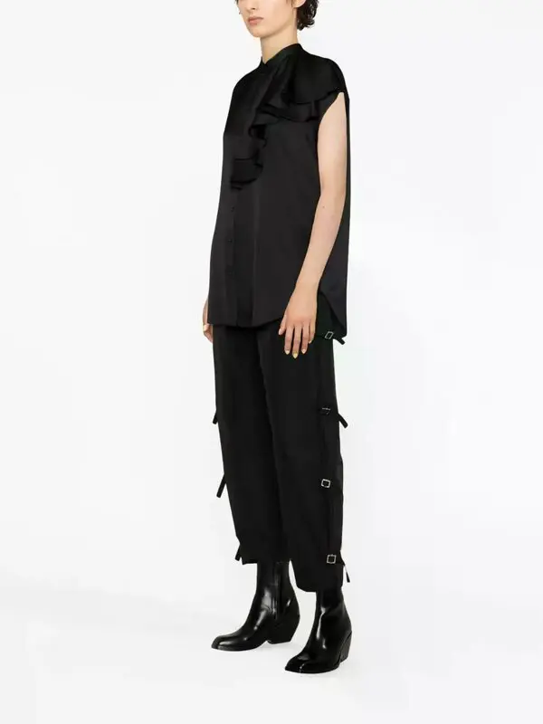 Alexander McQueen Sleeveless Ruffled Silk Blouse