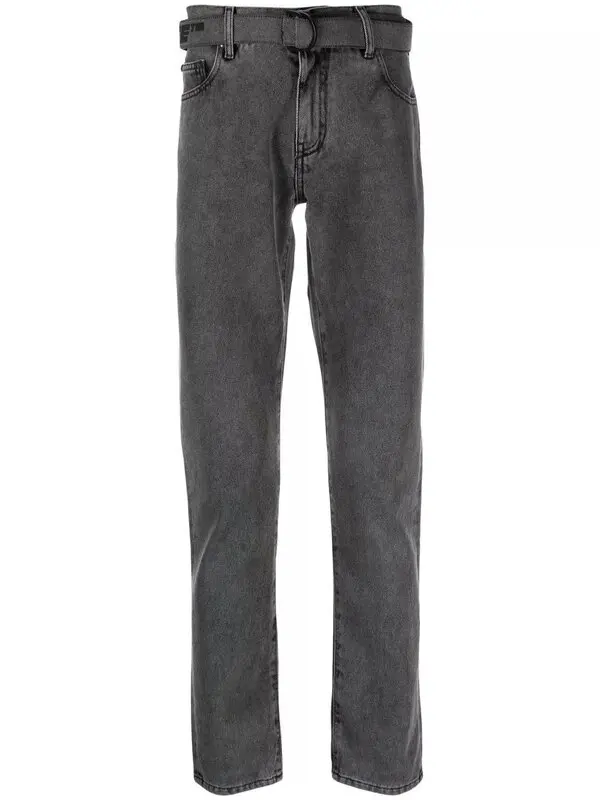 Off-White Belted Straight-leg Jeans