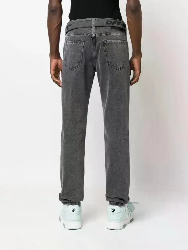 Off-White Belted Straight-leg Jeans