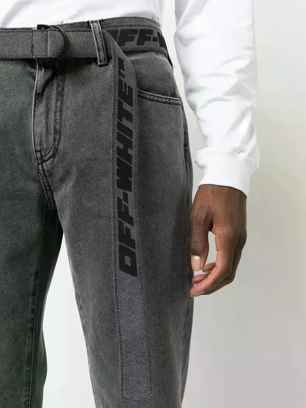 Off-White Belted Straight-leg Jeans