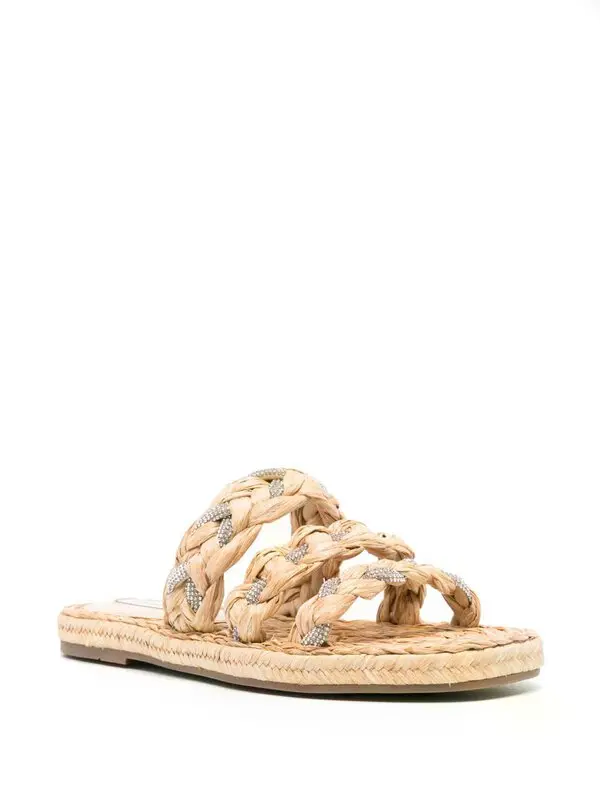 AQUAZZURA Costiera Crystal-embellished Raffia Espadrilles