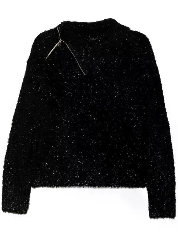 TOUT A COUP Turned Up Neck Sweater - Black