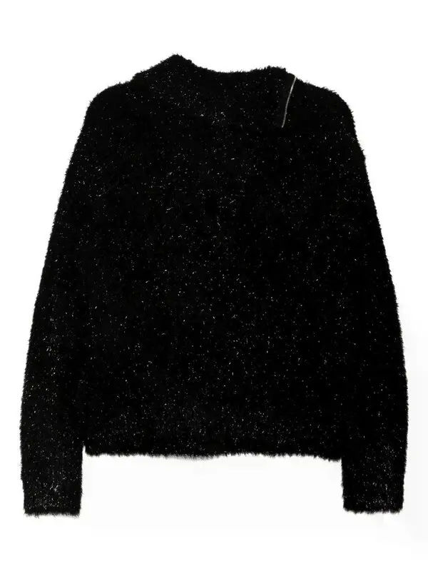 TOUT A COUP Turned Up Neck Sweater - Black