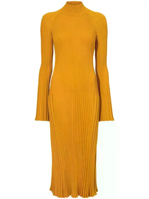 Proenza Schouler Roll-neck Ribbed Midi Dress - Orange