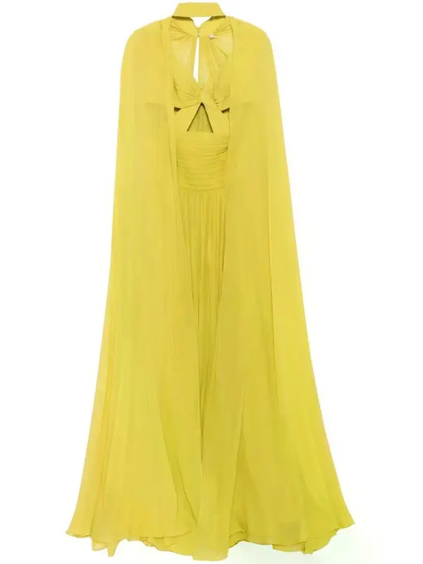 Elie Saab Mela Verde Dress With Cape Effect - Green