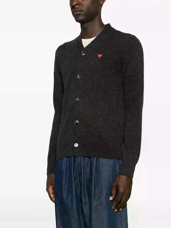 Play Comme Des Garcon Heart Patch Wool Cardigan