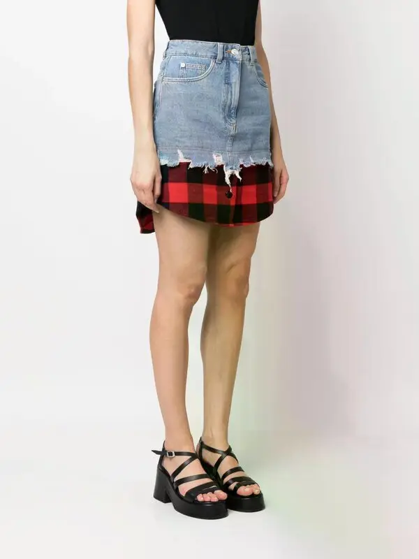 Moschino Layered-design Denim Skirt