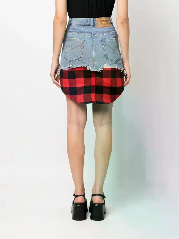 Moschino Layered-design Denim Skirt